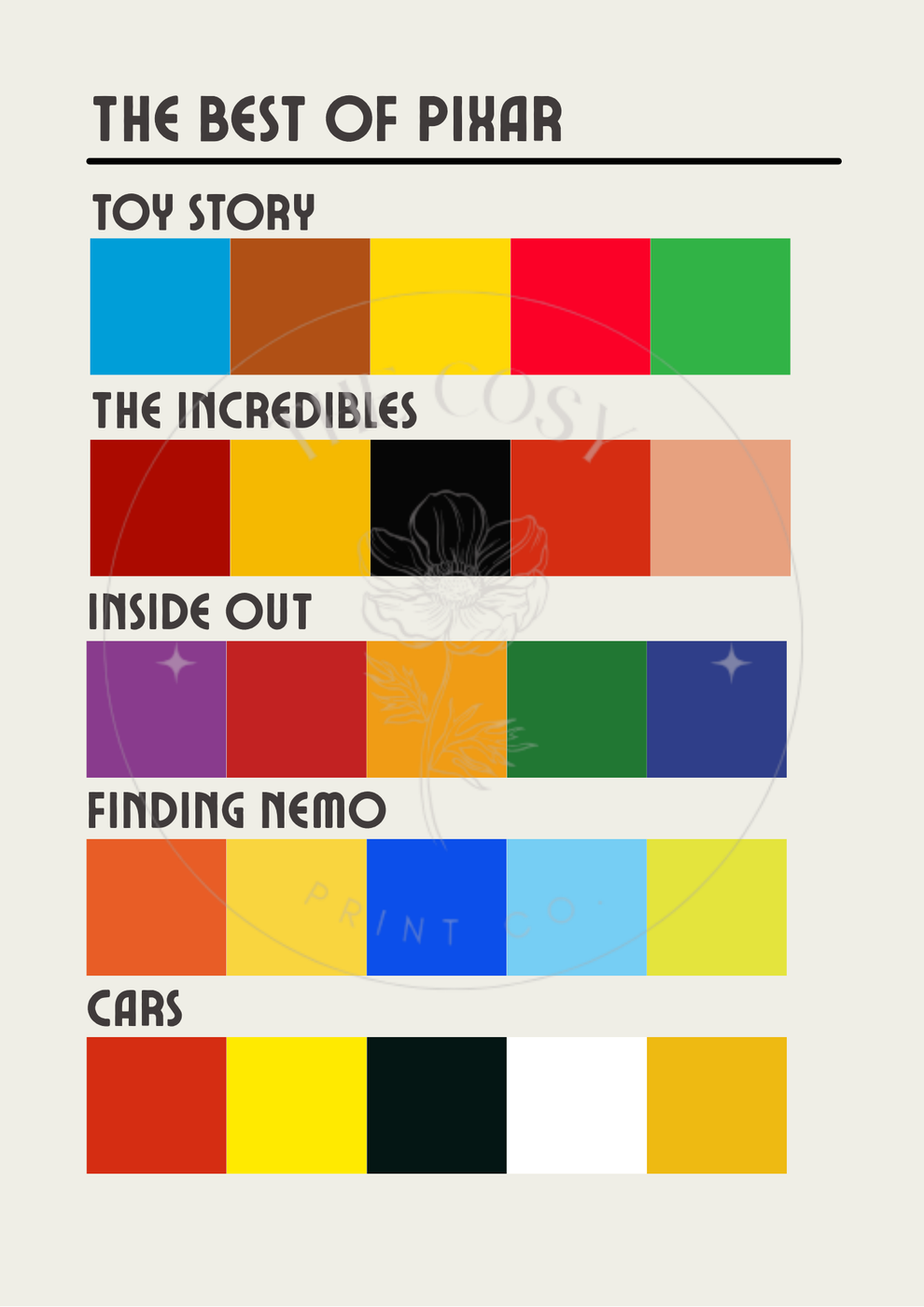 Pixar Colour Swatch Art Print | The Cosy Print Company – The Cosy Print Co.