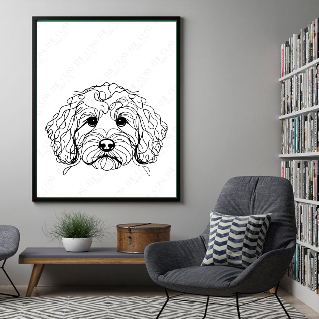 Personalised Cockapoo (Curly Hair) Line Drawing Print – The Cosy Print Co.